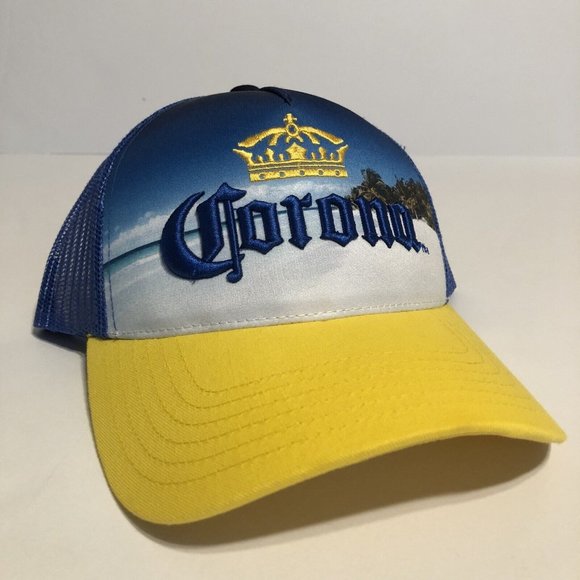 Corona | Accessories | Nwt Corona Beer Hat Trucker Snapback Blue Yellow ...